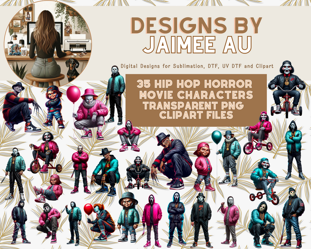 35 Hip Hop Styled Horror Movie Characters Digital Transparent Clipart ...